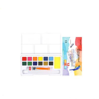 China 12 Colours Solid Watercolor Semi Moist Watercolor Paint Half Pan Cakes For Kids for sale