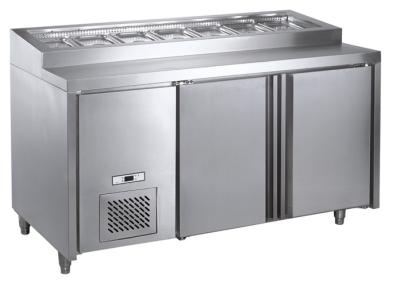China Commercial Refrigerated Pizza Prep Table Ventilation Cooling Stainless Steel Body Embraco Compressor for sale