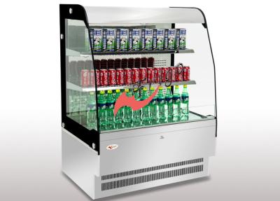 China Curved Or Square Shape Commercial Open Display Refrigerator / Hot With 2 Shelves for sale