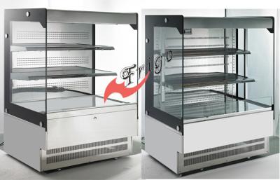 China Curved Or Square Shape Commercial Open Display Refrigerator / Hot With 2 Shelves for sale