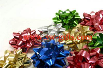 China Gift Wrapping Star Ribbon Bow for Christmas/Holiday Gold Metallic Star Ribbon Bows for sale