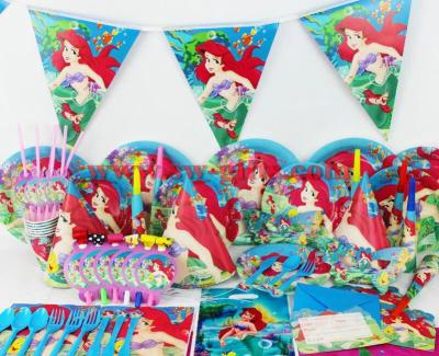 China 78pcs/2017 Luxury Kids Birthday Party Decoration Set Mermaid Ariel Theme Party Supplies Baby Birthday Party Pack for sale