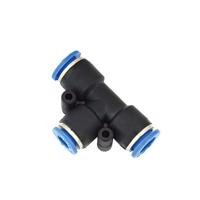 China PTG Three-Way Die-Down Thread Tee Plastic Self-Lock Pneumatic Fitting 4mm-16mm Tube Size 1/8