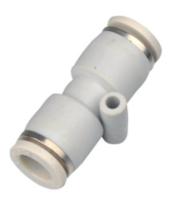 China PU Two Way Straight Equal Socket Pneumatic Tube Fitting 4mm to 16mm Black for sale