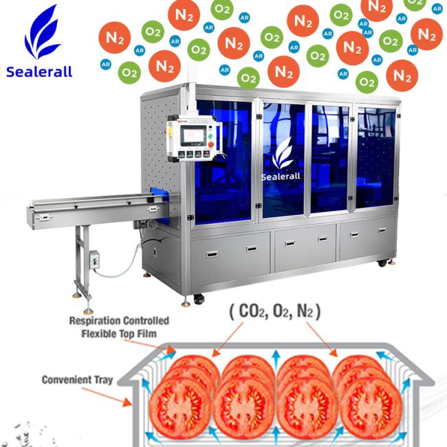 Plastic container sealing machine side view