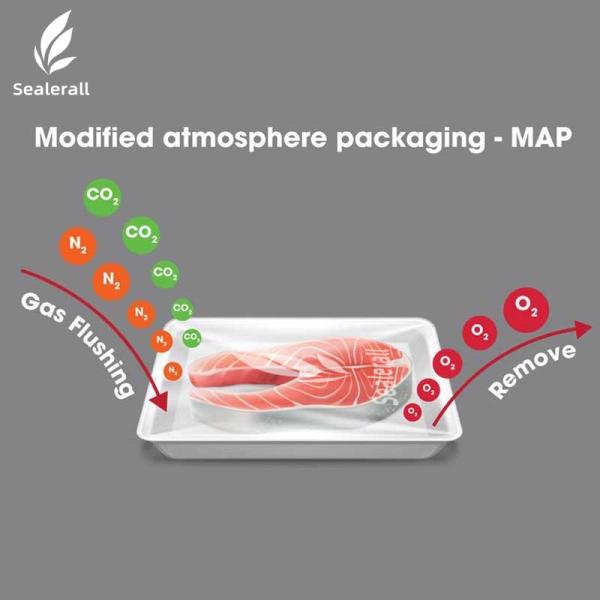 Quality Energy Efficient MAP Plastic Tray Sealing Machine For Fresh Fish Meat for sale