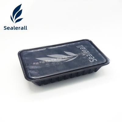 China Energy Efficiency Automatic Tray Sealer Plastic Food Container Sealing Machine 2000W for sale