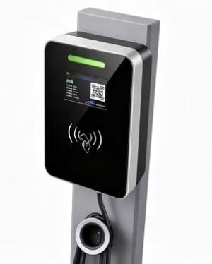 China Column Type Structure Square Glass Wall Mounted EV Charger Type1 7.6kw 32A 85V to 265V IP54 UL94 V0 5.64 Inch LCD Display AC Charging Station for sale
