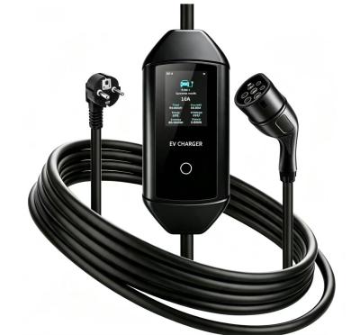 China McKee Q2 Home And Outdoor Portable AC EV Charger Type 2 3.5kW Adjustable Current 6A To 16A 3.67 Inch LCD Display IP54 Protection UL94 V0 Flame Retardant 85V To 265V Working Voltage for sale