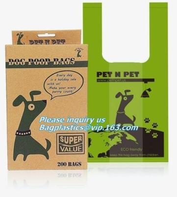 China pet garbage bags/pet waster bags/high quality compostable dog poop bags, cornstarch 100% compostable biodegradable dog p for sale
