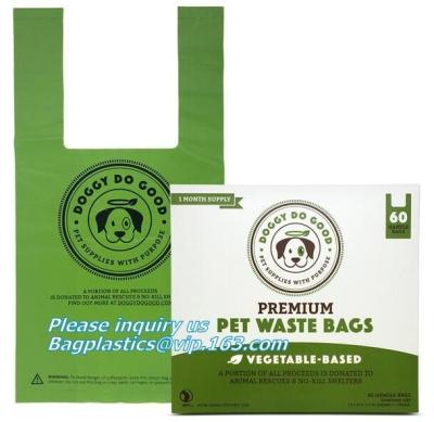 China disposable Compostable dog poop bag for Pet Cleaning, Earth-Friendly Leak-Proof Dog Poop Waste Bags with Easy-tie Handle for sale