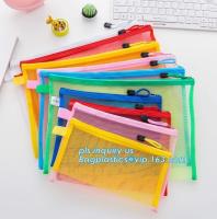 China PVC Waterproof Zipper Document Bag A4 Size Printable Plastic File Folder with Slider for sale