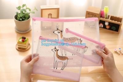 China mesh document bag with zipper/pvc mesh file folder, Waterproof Zip Lock Bag Mesh Plastic Zipper Bag for sale