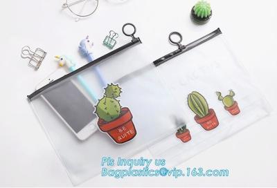 China Frosted Swimwear toiletry PVC Vinyl Bag With Slider Zip lockk, zipper bag with hang holes & slider, vinyl pvc zipper bags for sale