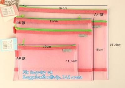 China Office Stationery Plastic Mesh A5 Black File Folders with Zipper, A4 Eco-friendly PVC Mesh Zipper Document Bag Plastic A for sale