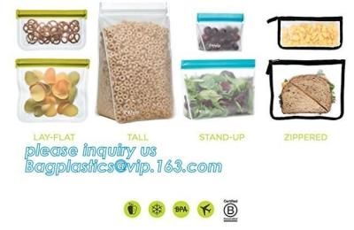 China ReZip Seal Reusable Storage Bag PEVA food/snack/lunch storage bag, Reusable zip seal leakproof peva food snack storage b for sale
