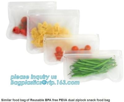 China ReZip Seal Reusable Storage Bag PEVA food/snack/lunch storage bag, Reusable zip seal leakproof peva food snack storage b for sale