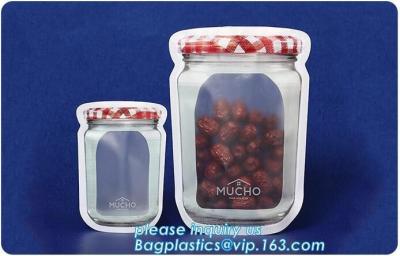 China Matte Clear Bags Zip Lock Resealable Packing Grain Food Pouches, Reusable Sealing Food Pouches With Window For Storing C for sale