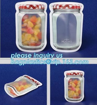 China Matte Clear Bags Zip Lock Resealable Packing Grain Food Pouches, Reusable Sealing Food Pouches With Window For Storing C for sale