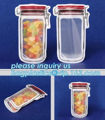 China Matte Clear Bags Zip Lock Resealable Packing Grain Food Pouches, Reusable Sealing Food Pouches With Window For Storing C for sale
