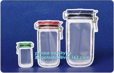 China Matte Clear Bags Zip Lock Resealable Packing Grain Food Pouches, Reusable Sealing Food Pouches With Window For Storing C for sale