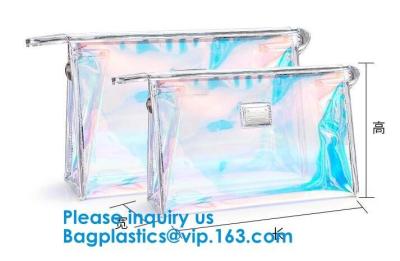 China Glossy Rainbow Hologram Vinyl Cosmetic Pvc Bag With Zip Closure,Hologram zipper pvc cosmetic bag for sale