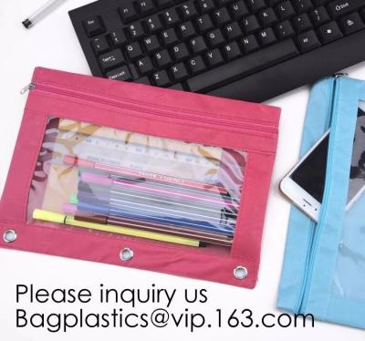 China Stationery products Pencil Pouch Pvc Portable Pencil Case For Students,3 Ring Binder Zippered Pencil Pouches with Clear for sale