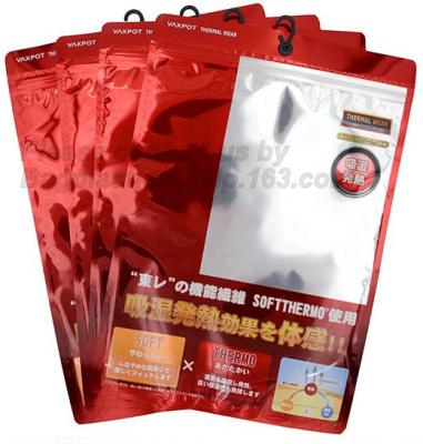 China HOOK HANDLE POLYBAGS, RIGID HANDLE ZIPPER BAGS, SWIMWEAR BAGS,Custom Made Clothes Underwear PVC Packaging Bag with Hook for sale