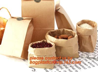 China 70g food grade brown kraft paper bag with customized logo printing, Pinch Bottom Paper Bag, Greaseproof Paper Bag with for sale