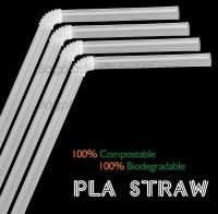 China 100% Compostable PLA Folding Drinking Straw Eco Friendly Biodegradable 7.5mm x 210mm for sale