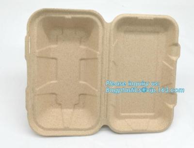 China Compartment hinged container sugarcane bassage pulp food serving box 750ml bassage take out container bagplastics packa for sale