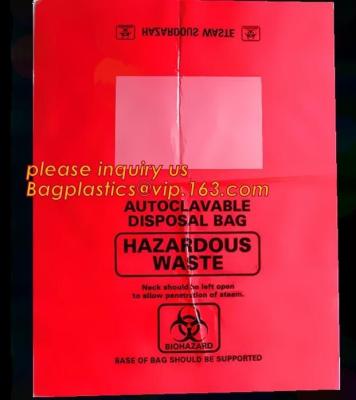 China biodegradable biohazard eco bag, PE poly Biohazard Medical Waste Disposable Bag, Extra large capacity biohazard drawtape for sale