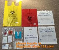 China LDPE HDPE Drawstring Biohazard Waste Garbage Bag 65x50cm 40 Mic for Medical Infectious Waste for sale
