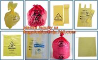 China LDPE HDPE Drawstring Biohazard Waste Garbage Bag 65x50cm 40 Mic for Medical Infectious Waste for sale