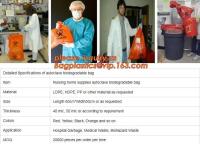China LDPE HDPE Drawstring Biohazard Waste Garbage Bag 65x50cm 40 Mic for Medical Infectious Waste for sale