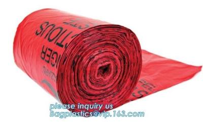 China Heavy Duty Dustbin liner Plastic biohazard infectious waste, Biohazard Garbage Bag for Medication, biohazard on roll cus for sale