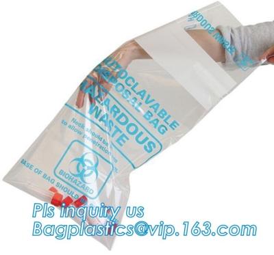 China 60 micron clear LDPE plastic cotton draw string garbage biohazard bag, Custom printed compostable flat on roll trash bag for sale