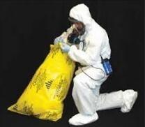 China 32 x 48 6 Mil Printed Yellow Black Asbestos Bags, factory manufacturing Industrial heavy duty clear plastic asbestos tra for sale