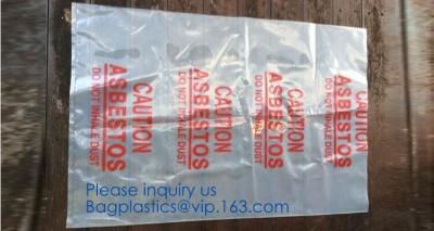 China PE asbestos yard waste bags,hazard waste disposal bags,Customized danger warning printing clear polythene LDPE asbestos for sale