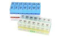 China 7 Compartment Weekly Pill Organizer 4 Times Daily Plastic Medicine Cabinet Box for sale
