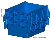 China Heavy Duty Stackable Attached Lid Turnover Box 63g PP Plastic Shipping Tote for Storage and Moving for sale