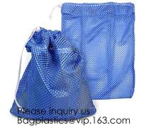 China Custom Large Capacity Mesh Drawstring Laundry Bag 100% Polyester Washable Reusable Cloth Bag for sale