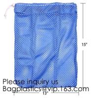 China Custom Large Capacity Mesh Drawstring Laundry Bag 100% Polyester Washable Reusable Cloth Bag for sale