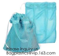 China Custom Large Capacity Mesh Drawstring Laundry Bag 100% Polyester Washable Reusable Cloth Bag for sale