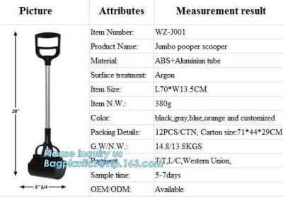 China Jumbo pooper scooper, Indoor/Outdoor Long Handle Pet Dog Poop Scoop With Pickup Waste Bag, Custom Foldable New Dog Scoop for sale