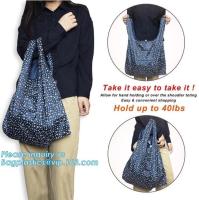 China Custom 210D Polyester Drawstring Bag Foldable Reusable Shopping Tote 54x40x40cm for sale