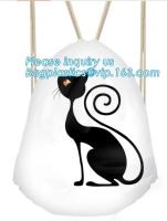 China Recycled Foldable Polyester Drawstring Backpack 210D Custom Logo Printed Shopping Bag 54x40cm for sale