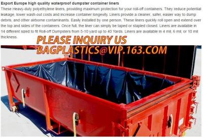 China Woven PE Drawstring Dumpster Container Liner 20 Yard 22x96x66 Inch Black for sale