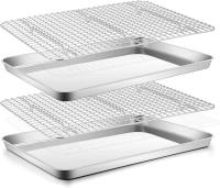 China Mirror Finished Stainless Steel Baking Tray Rectangle 40x30cm Oven Baking Sheet with Cooling Rack for sale