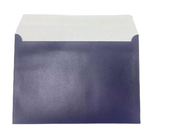 Quality Gift Envelope Foil Stamp Logo Printing A4 Invitation Blue Pearlescent Paper for sale